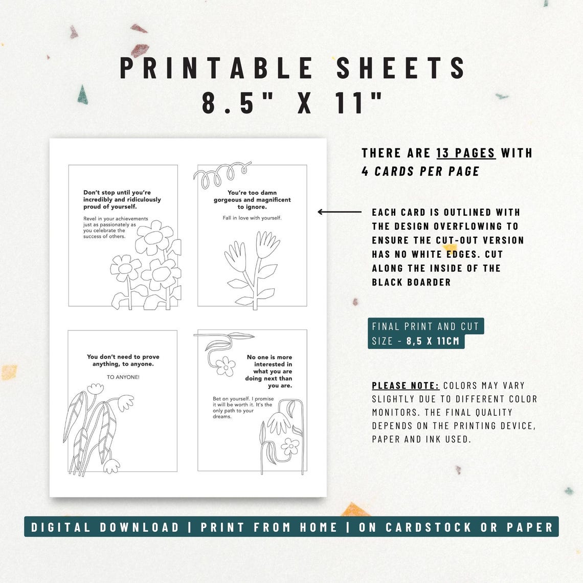 Positive Affirmation Coloring | Coloring Affirmation Cards ...