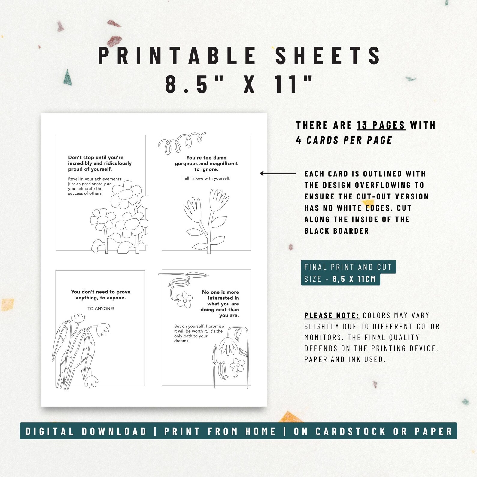 Positive Affirmation Coloring | Coloring Affirmation Cards ...