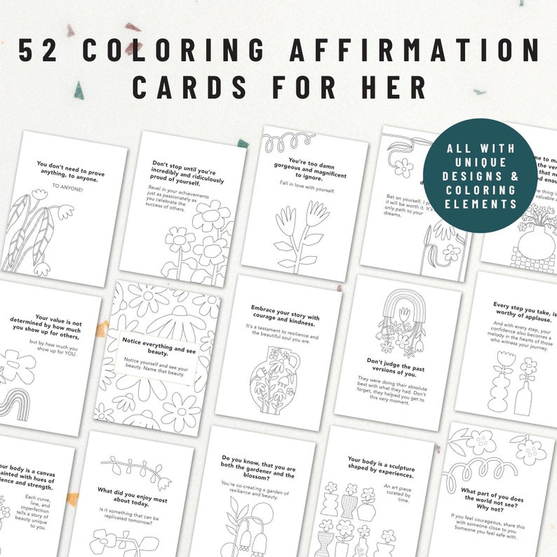 Positive Affirmation Coloring | Coloring Affirmation Cards ...