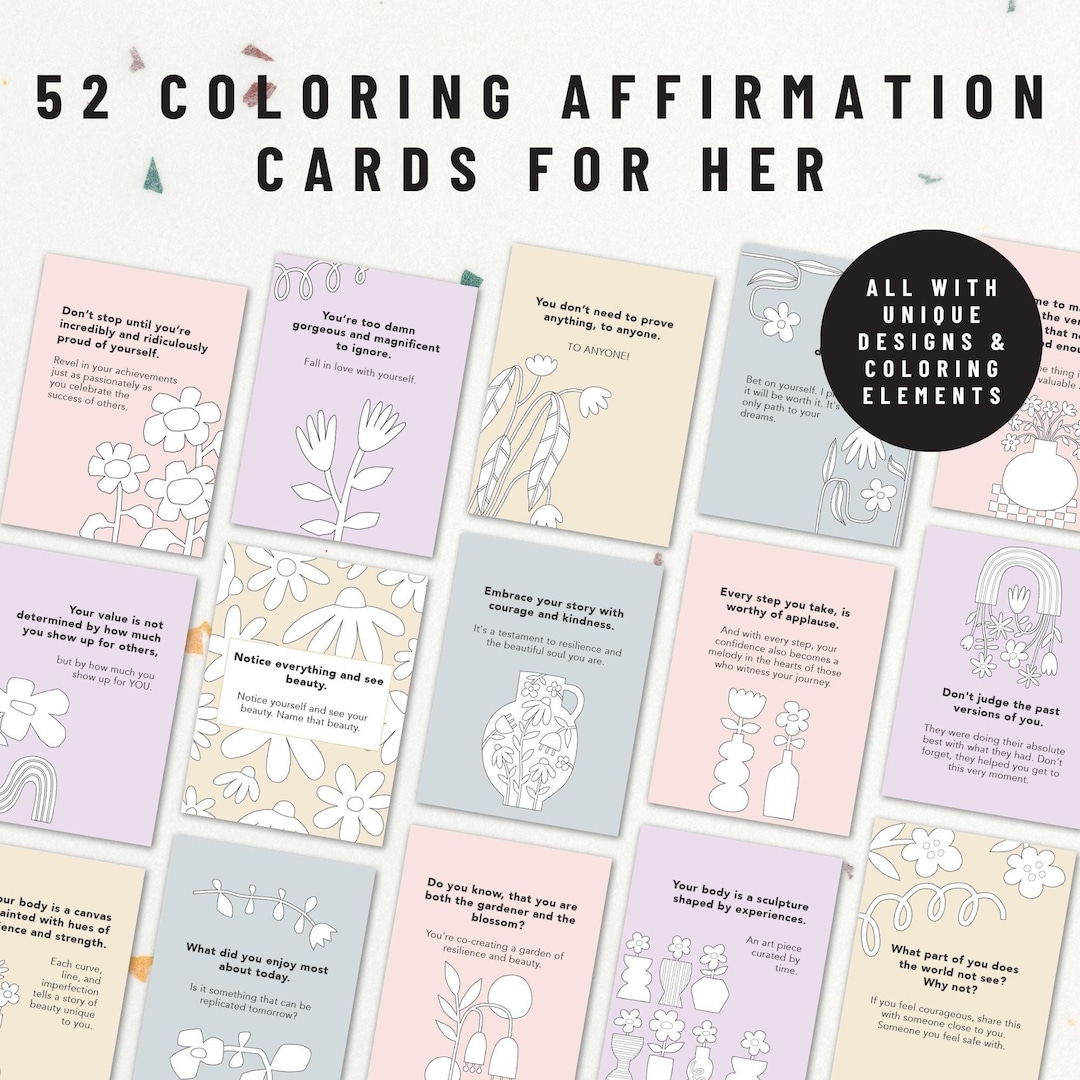 Coloring Affirmation Cards | Positive Affirmation Coloring ...