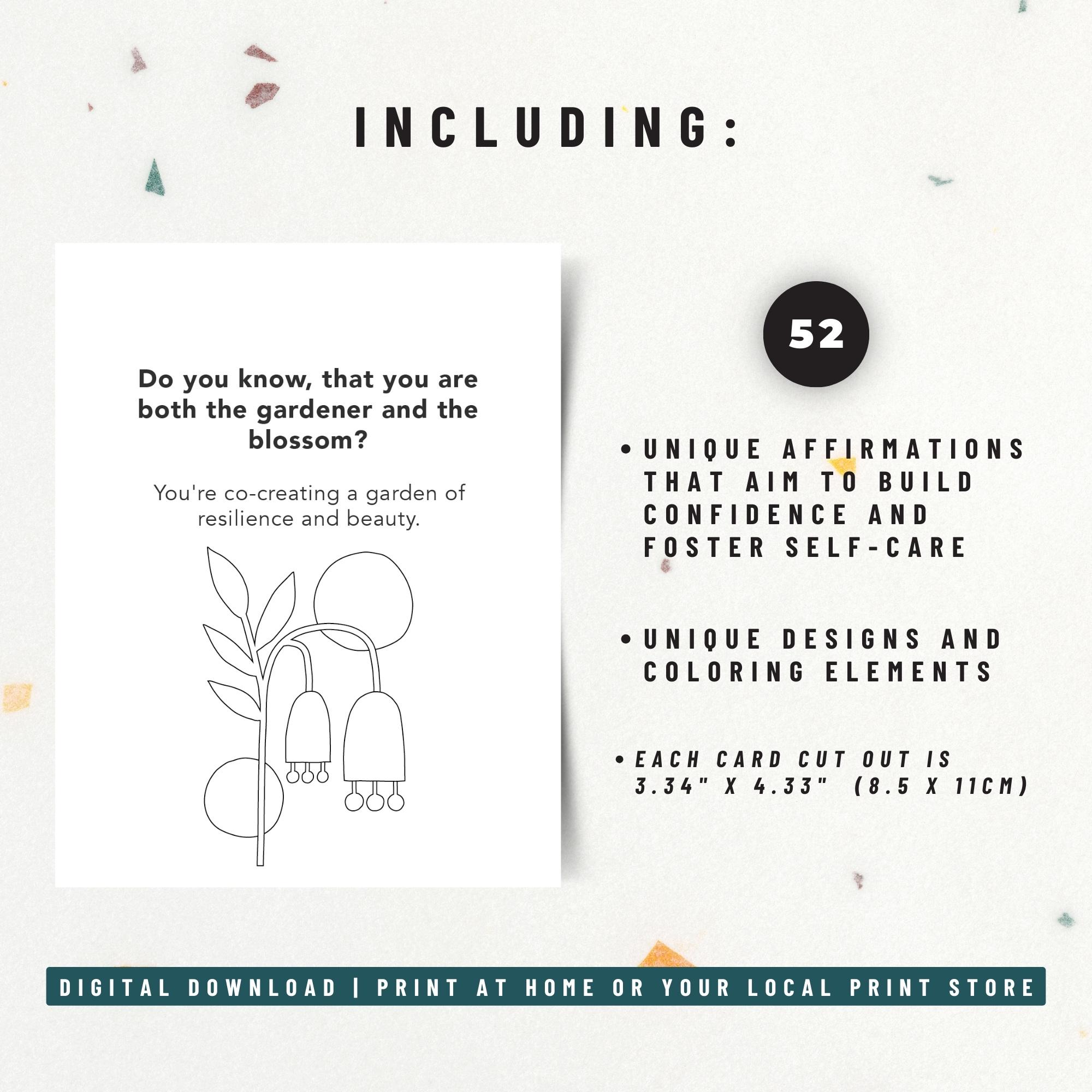 Positive Affirmation Coloring | Coloring Affirmation Cards ...