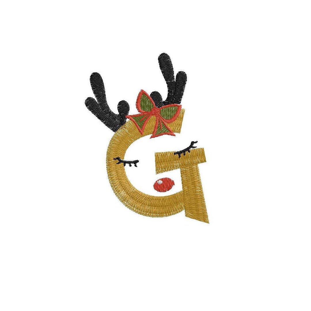 Reindeer Monogram Letter G Embroidery Design (digital File) - Etsy