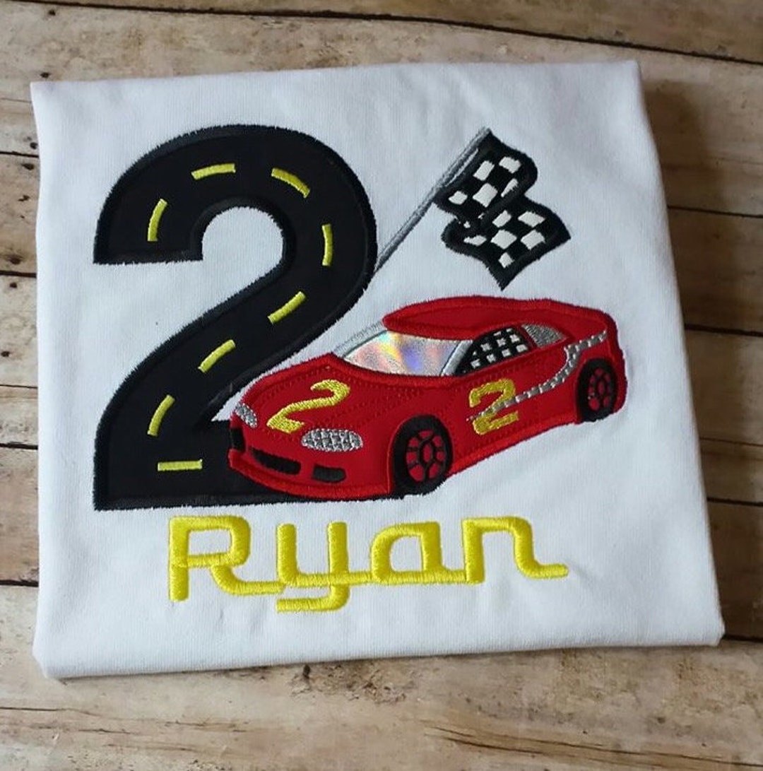 Race Car Birthday Shirt, Embroidered Race Car Birthday Shirt, Race Car ...