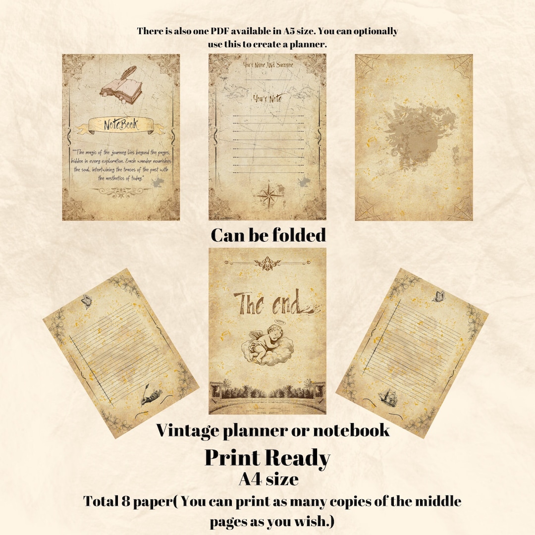 Daily Planner,vintage Daily Planner,for Him, Vintage Notebook, Gotic ...