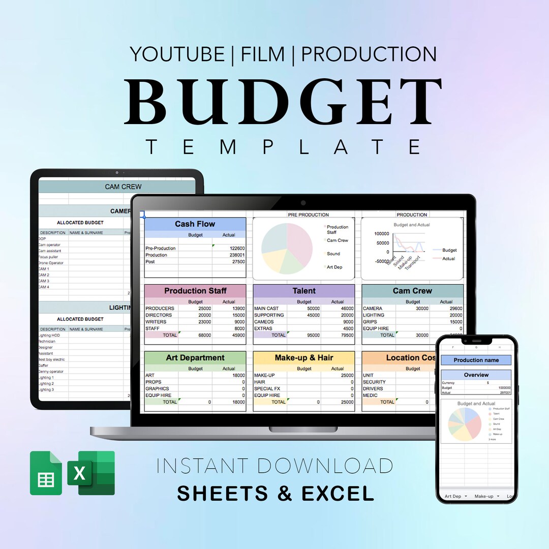Budget Template for Filmmakers and Youtuber's - Etsy