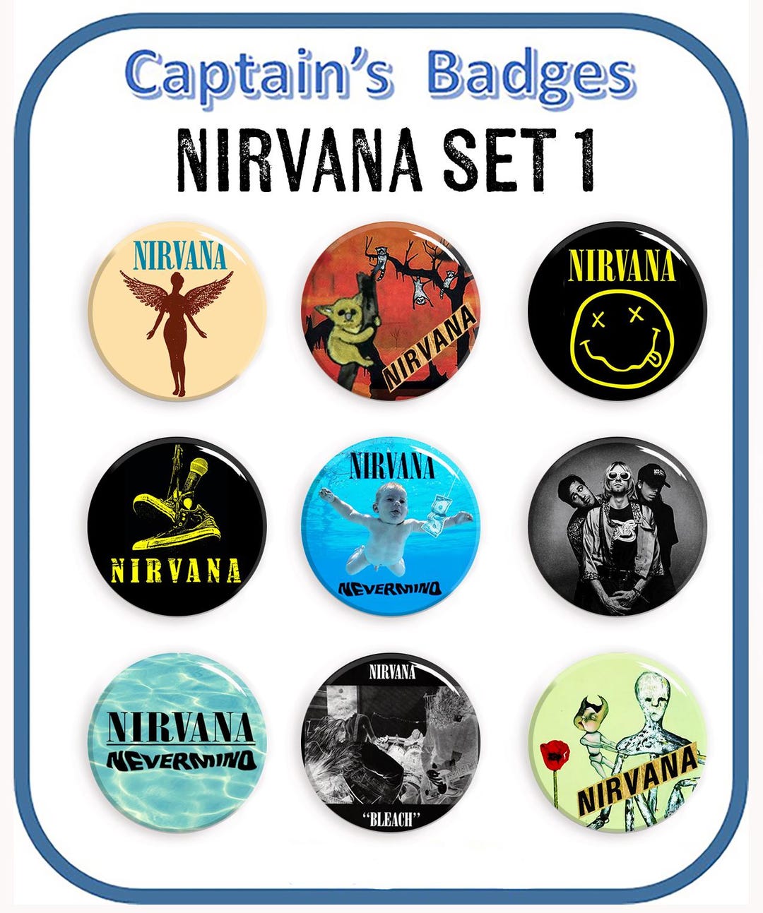 Nirvana Badge Set - 25mm (1") D-pin - Etsy