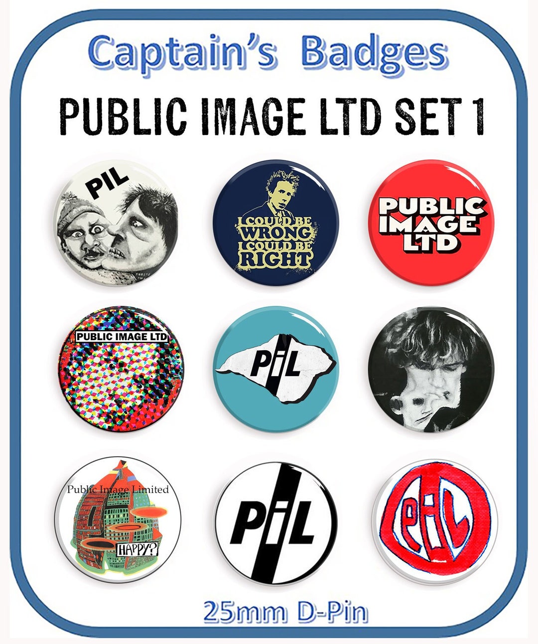 Public Image Ltd (PIL) Punk Badge Set - 25mm (1") D-pin - Etsy