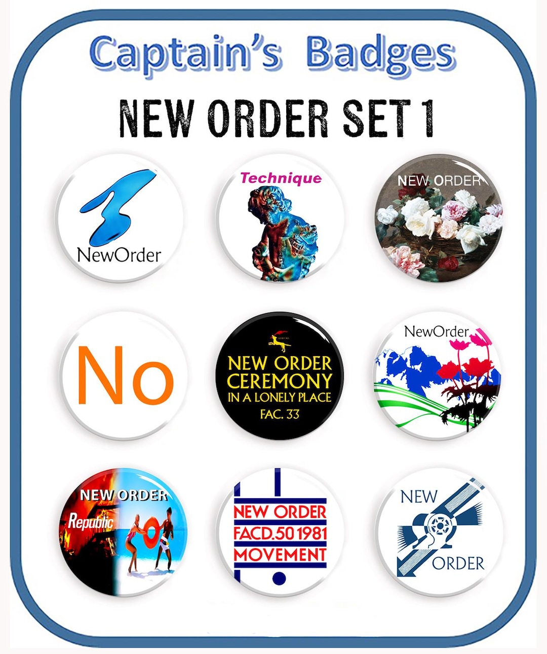 New Order Badge Set - 25mm (1") D-pin - Etsy