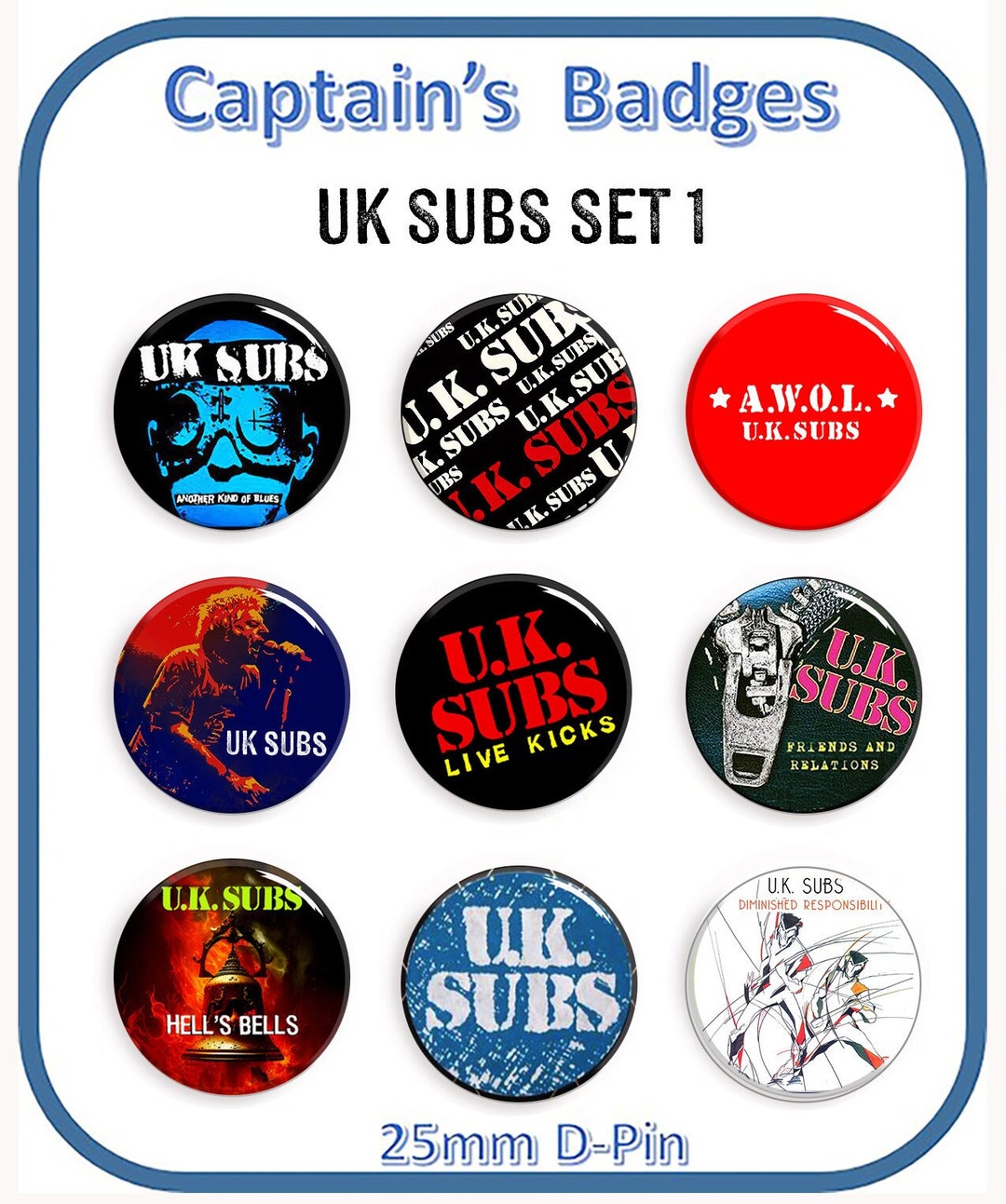 UK Subs Punk Badge Set - 25mm (1") D-pin - Etsy UK