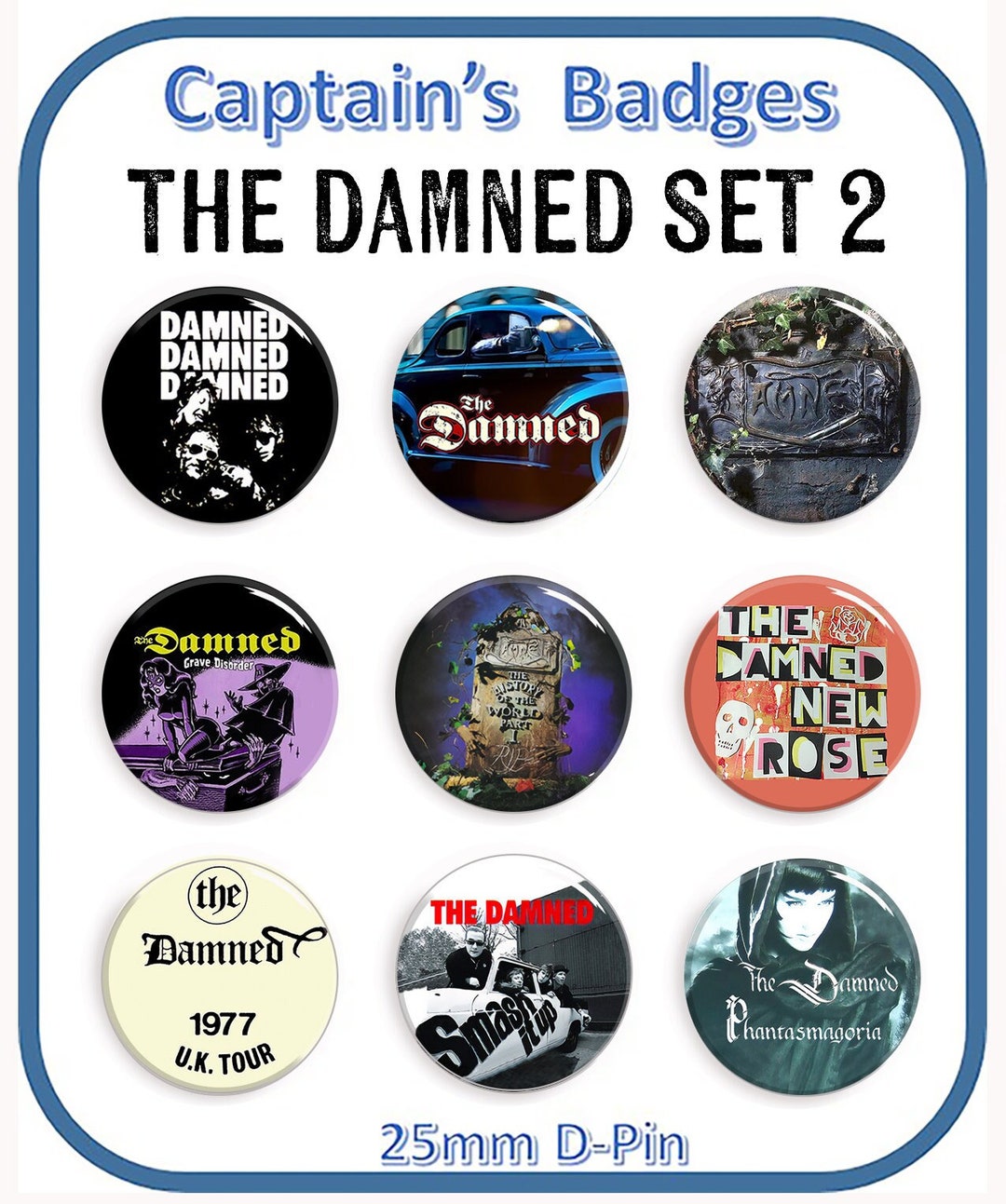 The Damned Punk Badge Set - 25mm (1") D-pin - Etsy