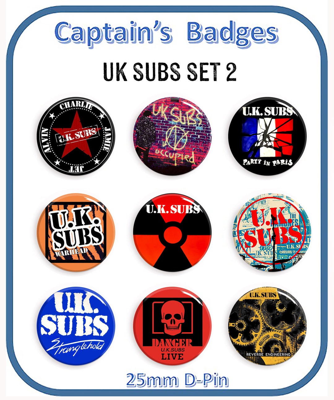 UK Subs Punk Badge Set - 25mm (1") D-pin Set 2 - Etsy