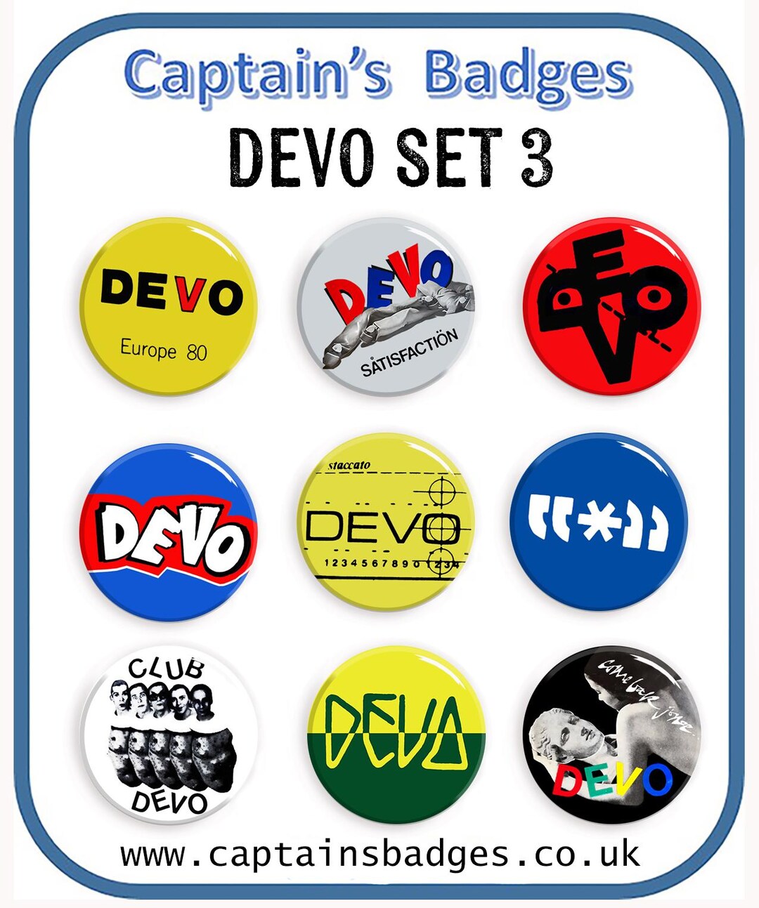 Devo Punk Badge Set - 25mm (1") D-pin - Set 3 - Etsy