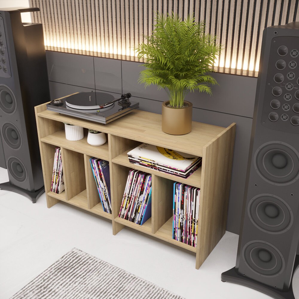 Mid Century Modern Open Record Player Stand Showcase and Store Your ...