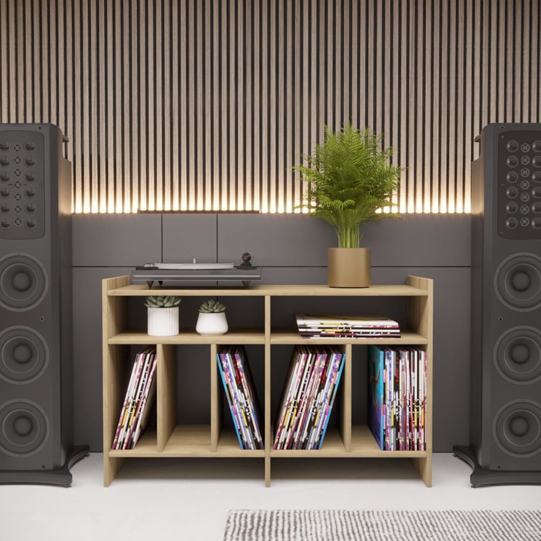 Mid Century Modern Open Record Player Stand Showcase and Store Your ...