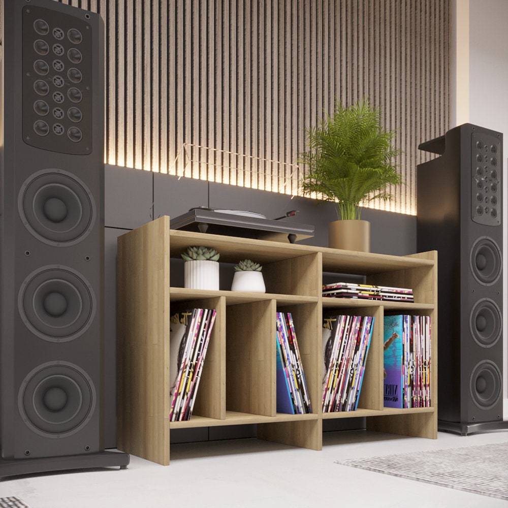 Mid Century Modern Open Record Player Stand Showcase and Store Your ...