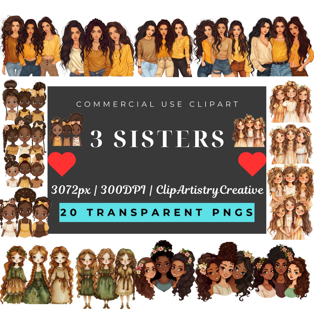 3 Sisters PNG Clipart Bundle Transparent Background Digital Download ...