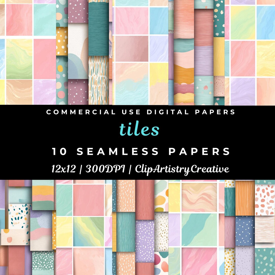 Tile Background Seamless Digital Paper Pack Commercial Use | Scrapbook ...