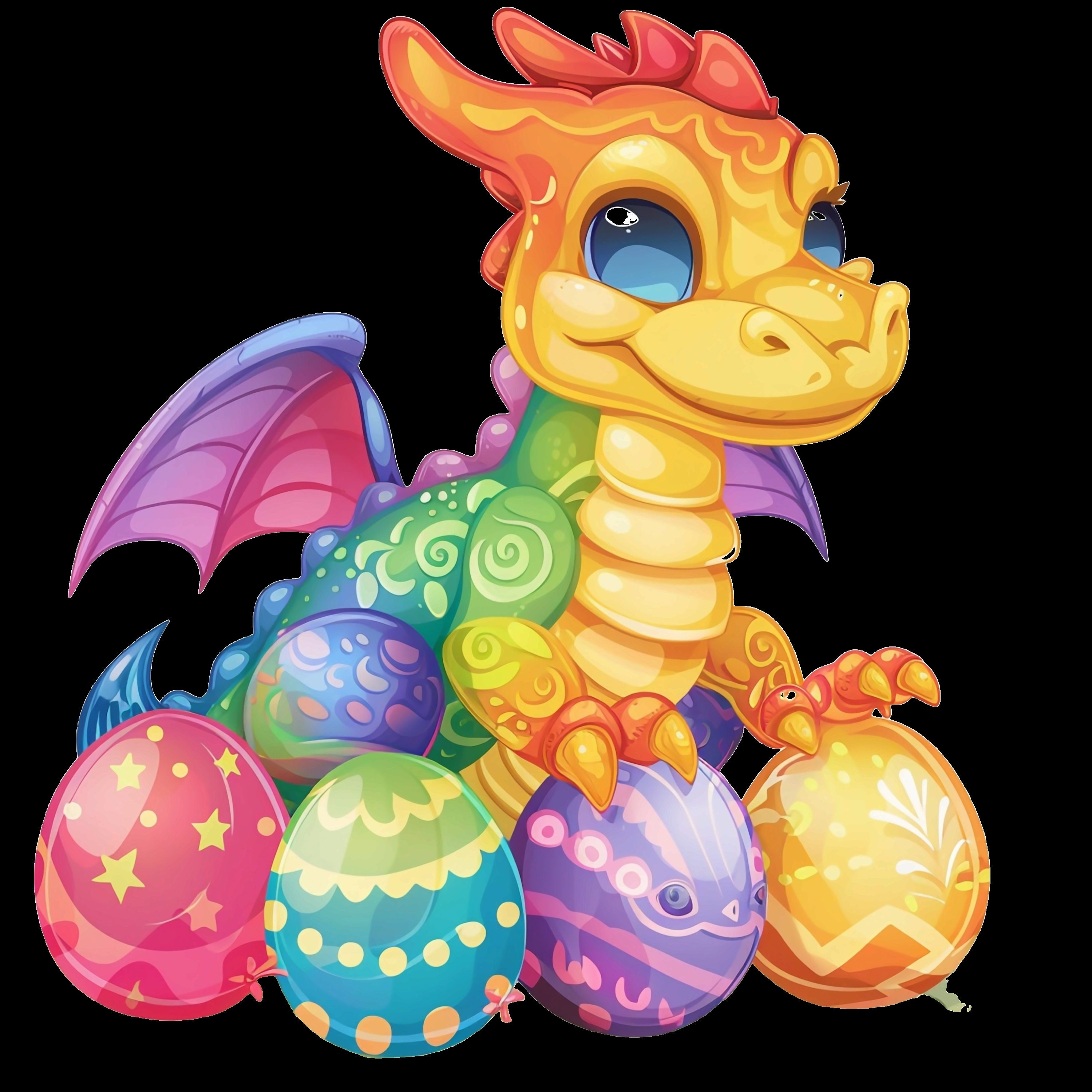 Easter Dragon Rainbow Clipart Bundle PNG Transparent Background Instant ...
