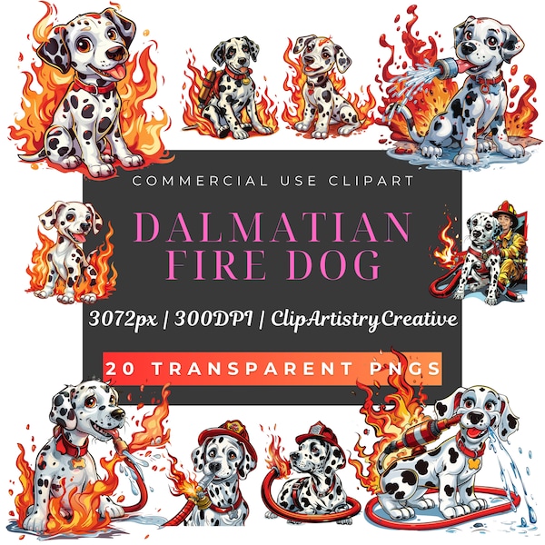 Fire Dalmatian Clip Art - Etsy