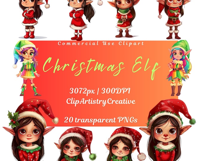 Christmas Elf Clipart PNG Transparent Background Instant Digital ...