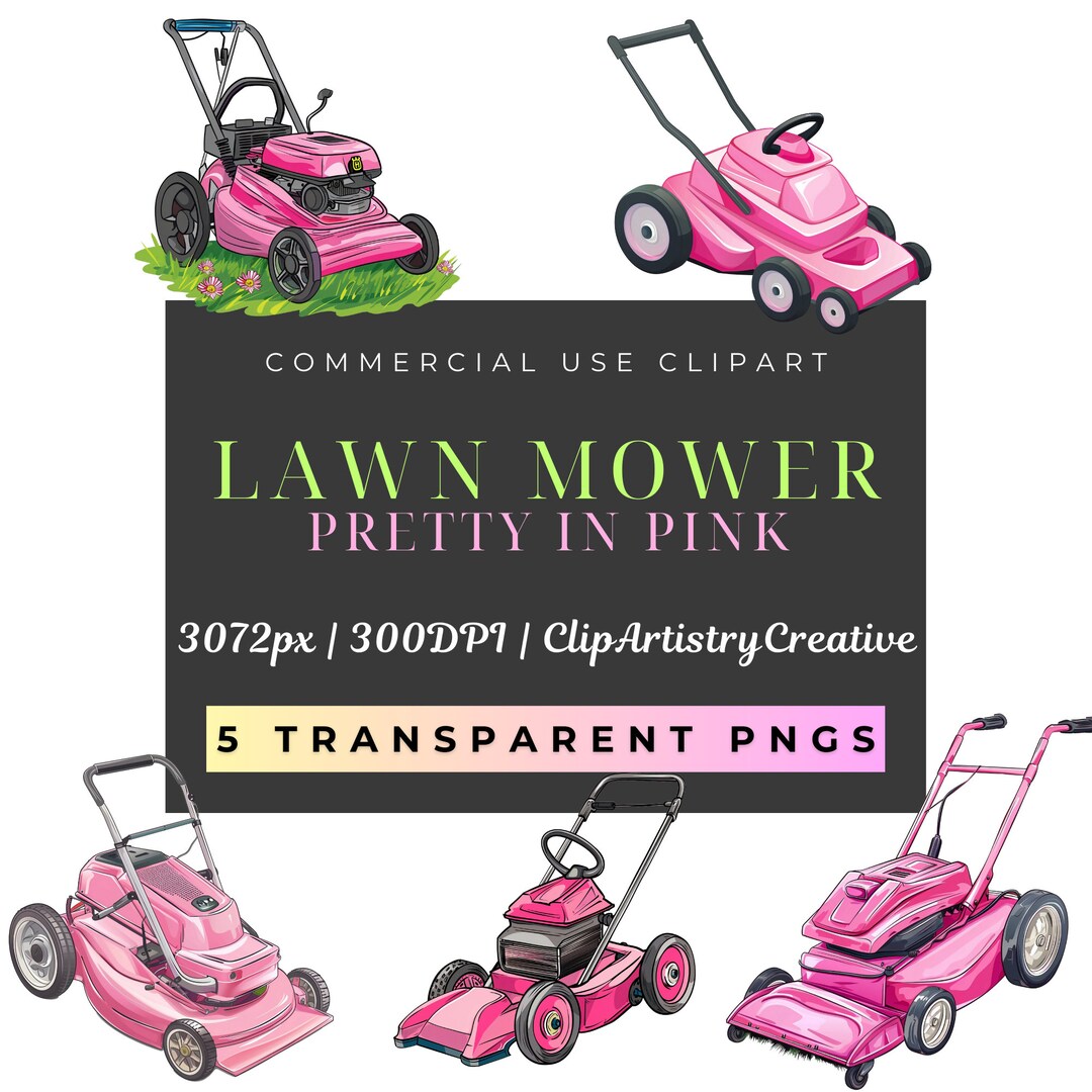 Lawn Mower Clipart Bundle PNG Transparent Background Digital Download ...