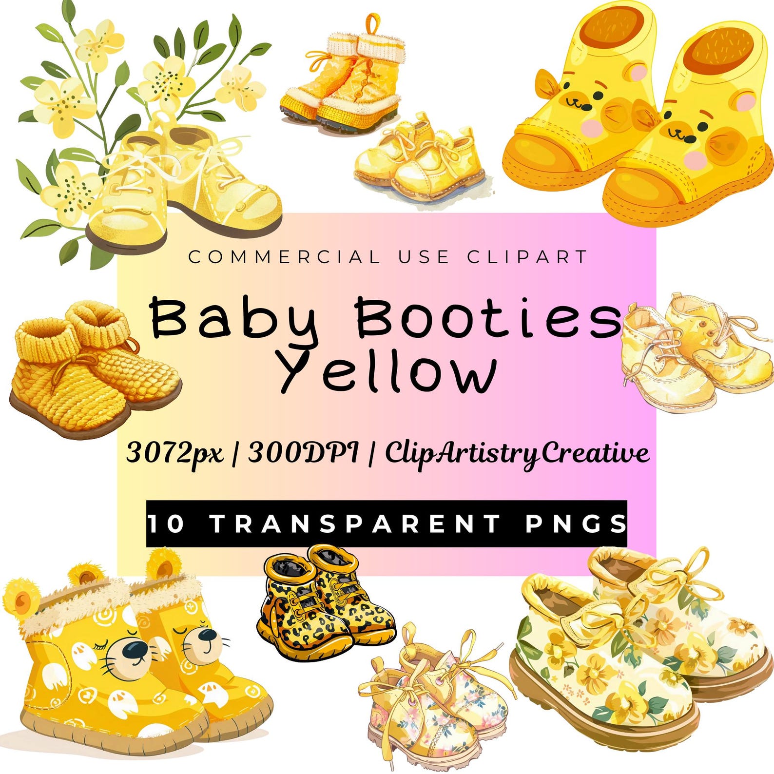 Baby Booties Yellow Clipart Image PNG Transparent Background, Baby ...
