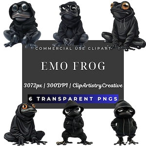 Emo Frog Clipart PNG Transparent Background Instant Digital Download ...