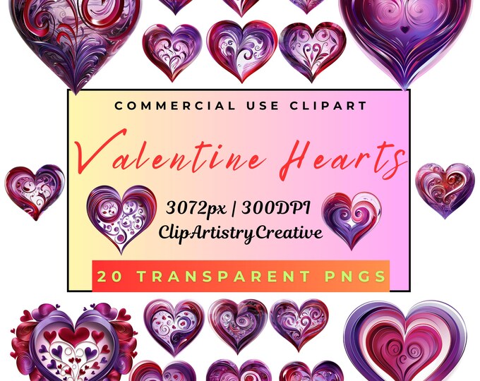 Valentine's Clipart Day Heart Clipart Set, Instant Download - Etsy Canada