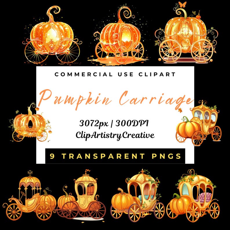 Pumpkin Carriage Clipart PNG Images Transparent Background Digital ...