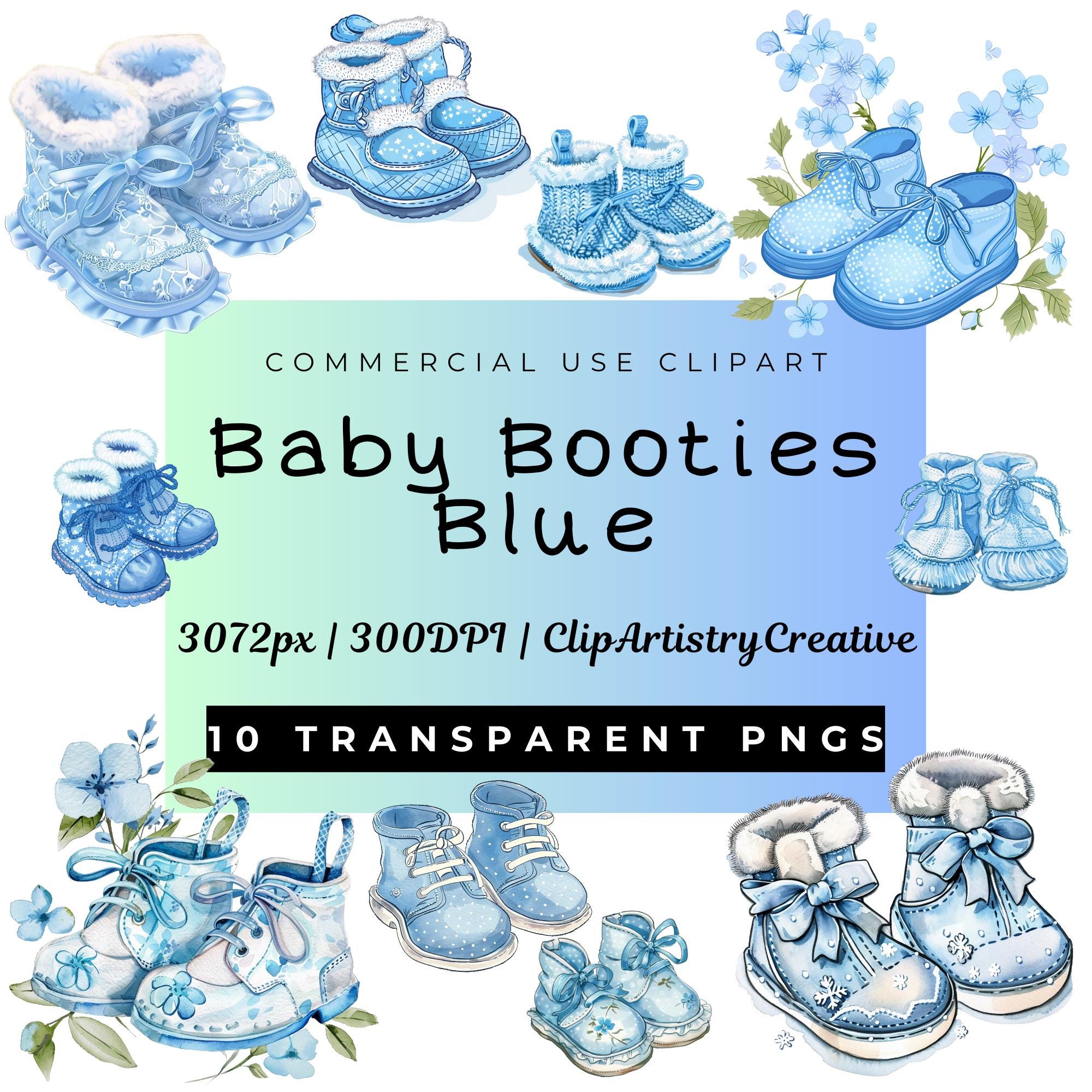 Baby Booties Blue Clipart Image PNG Transparent Background Digital ...