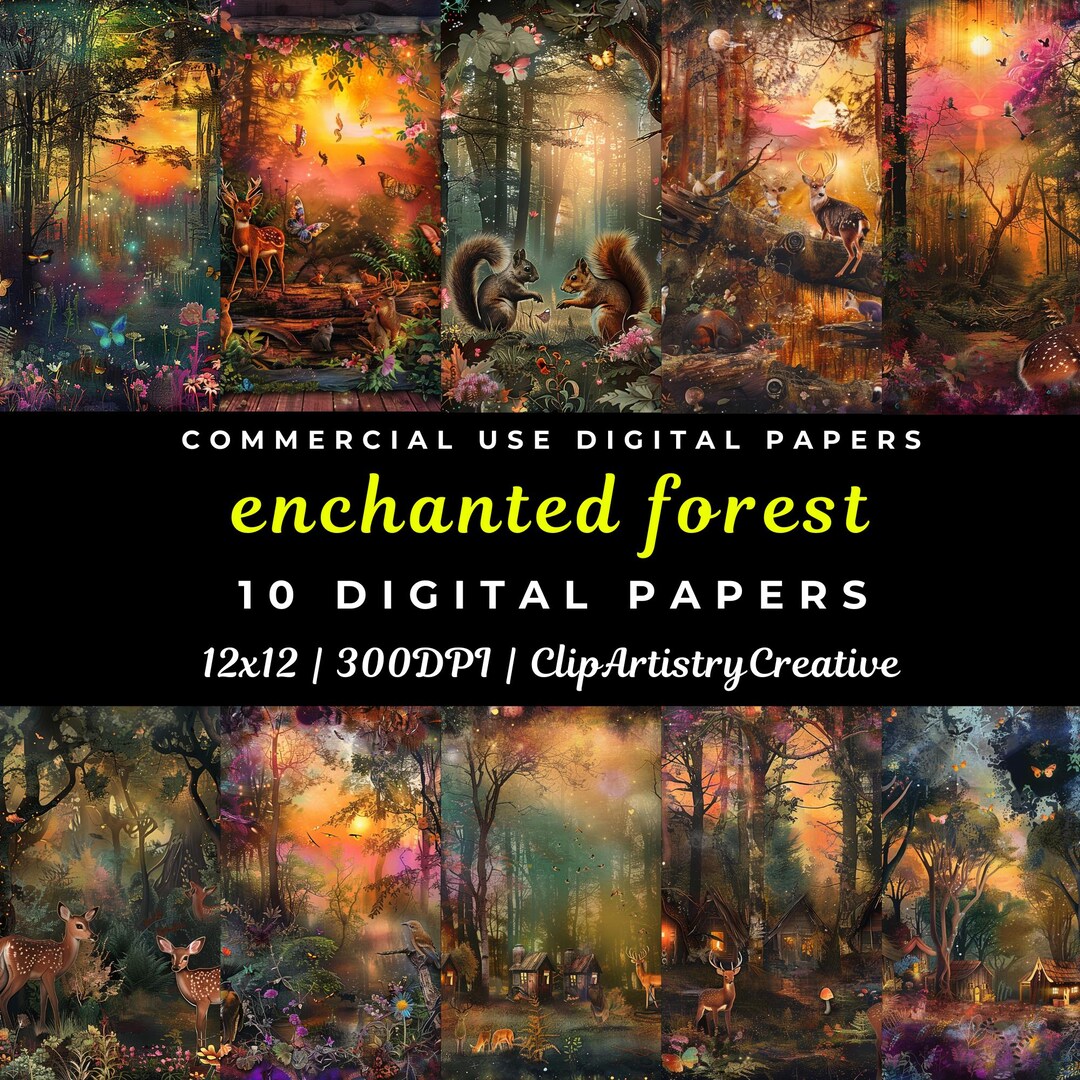 Enchanted Forest Digital Background Paper Commercial Use Digital ...