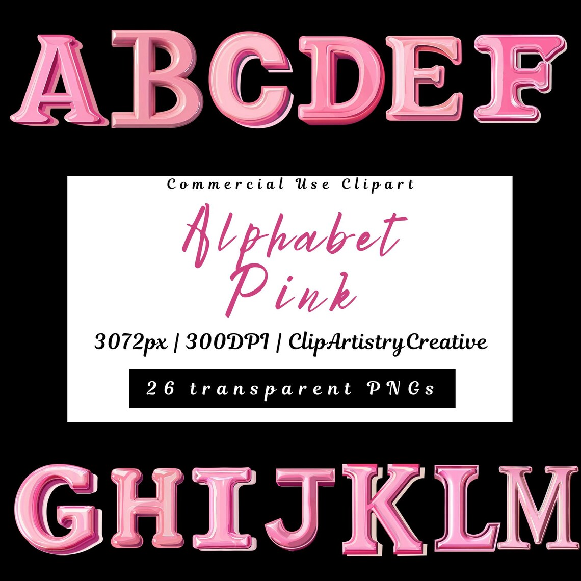 Alphabet Pink PNG Transparent Background Clipart Bundle, Nursery Baby ...