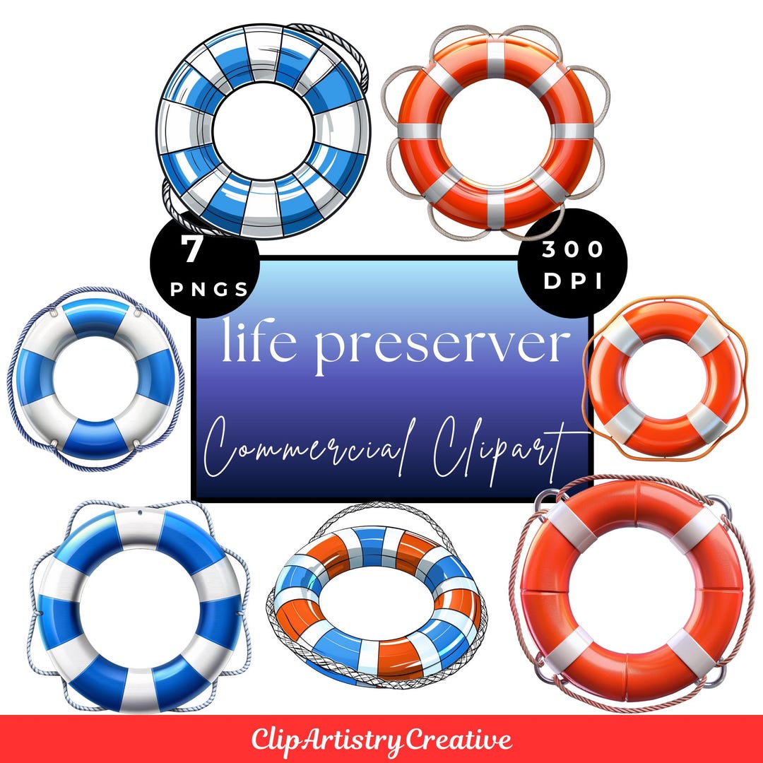 Life Preserver Lifebuoy Nautical Clipart Bundle PNG Transparent ...