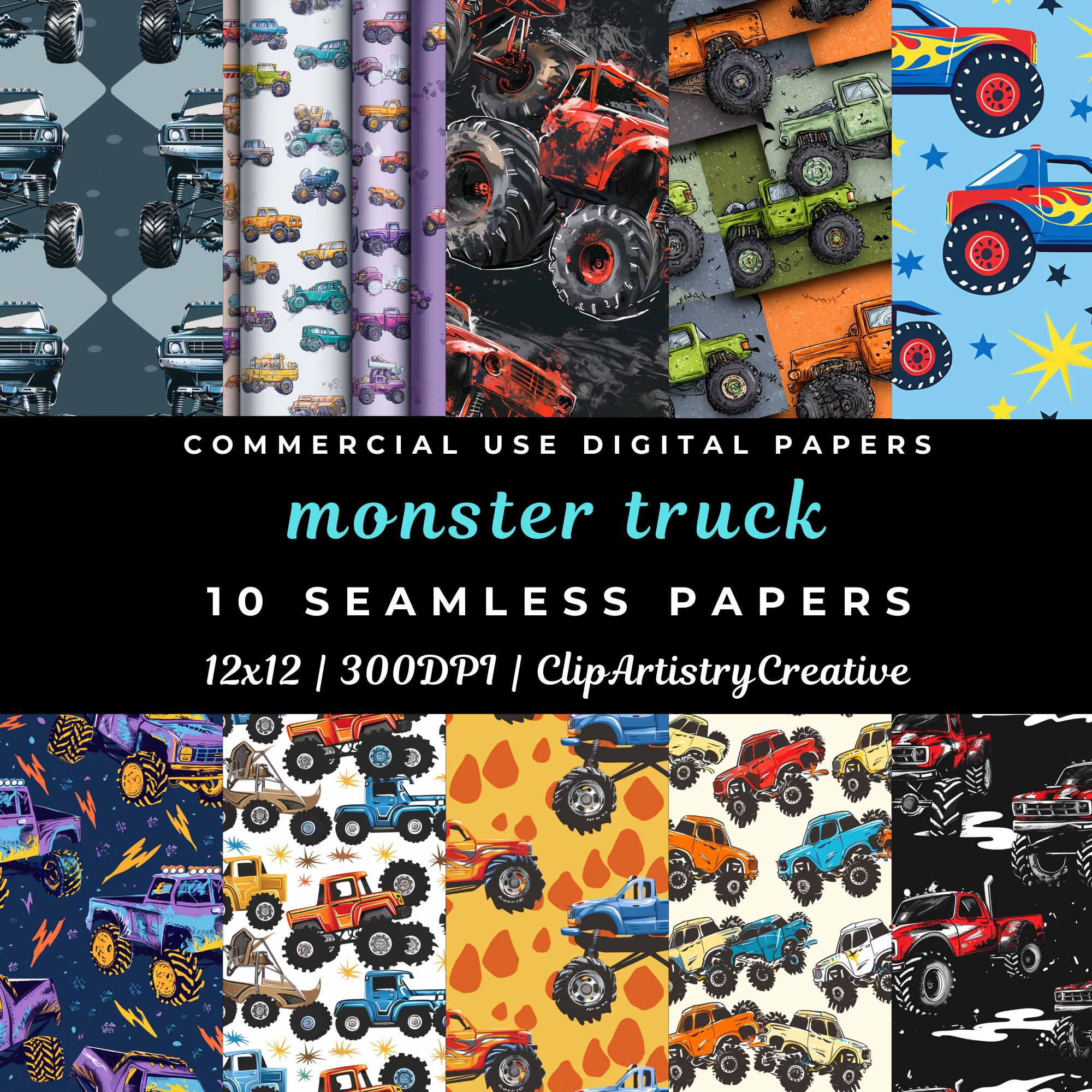 Monster Truck Seamless Digital Paper - Monster Truck Background ...