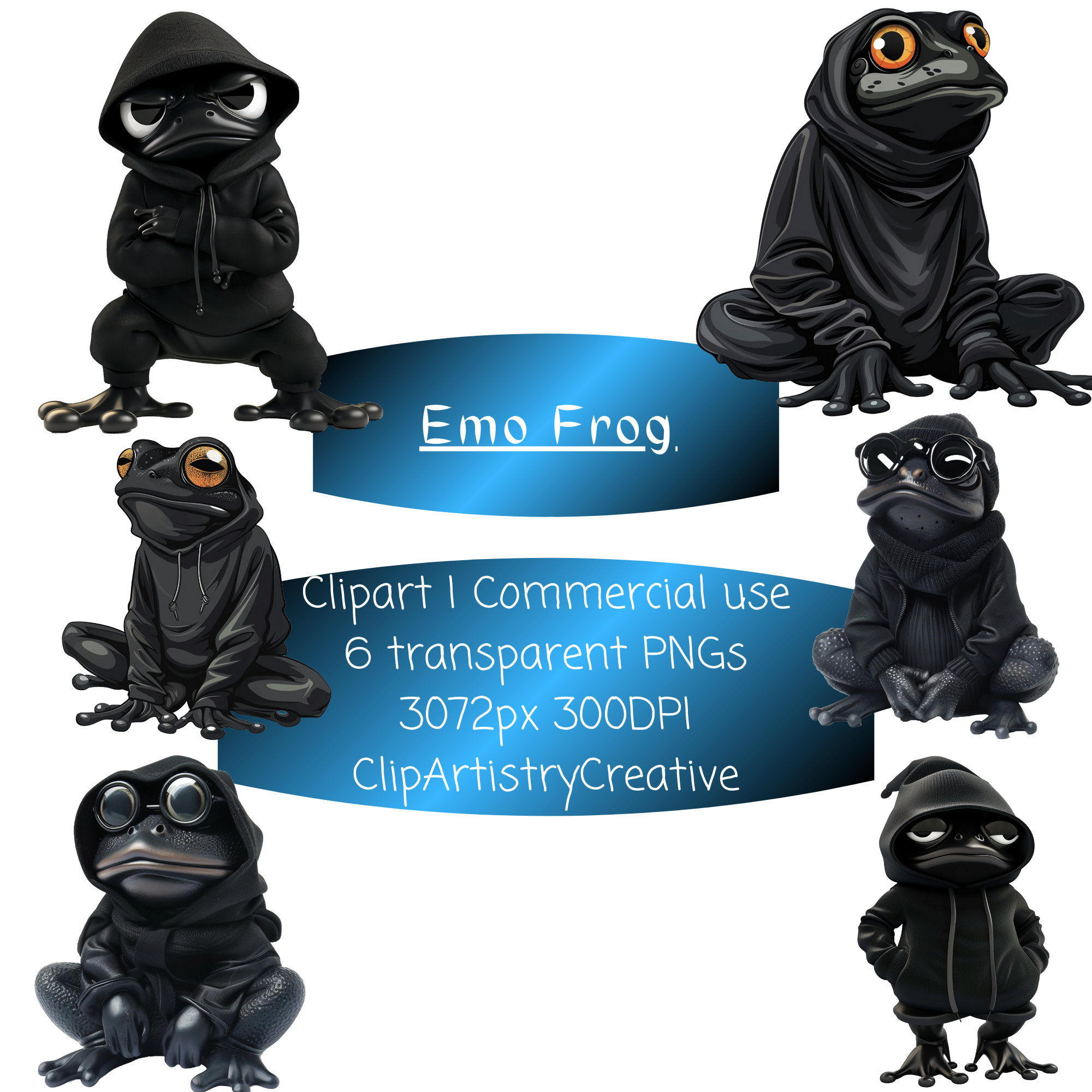 Emo Frog Clipart PNG Transparent Background Instant Digital Download ...