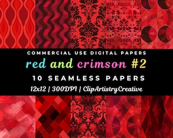Red and Crimson Digital Paper Seamless Digital Background Commercial ...