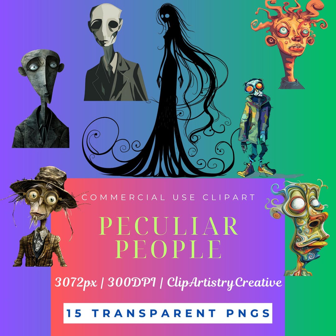 Peculiar People Quirky People Clipart Bundle PNG Transparent Background ...