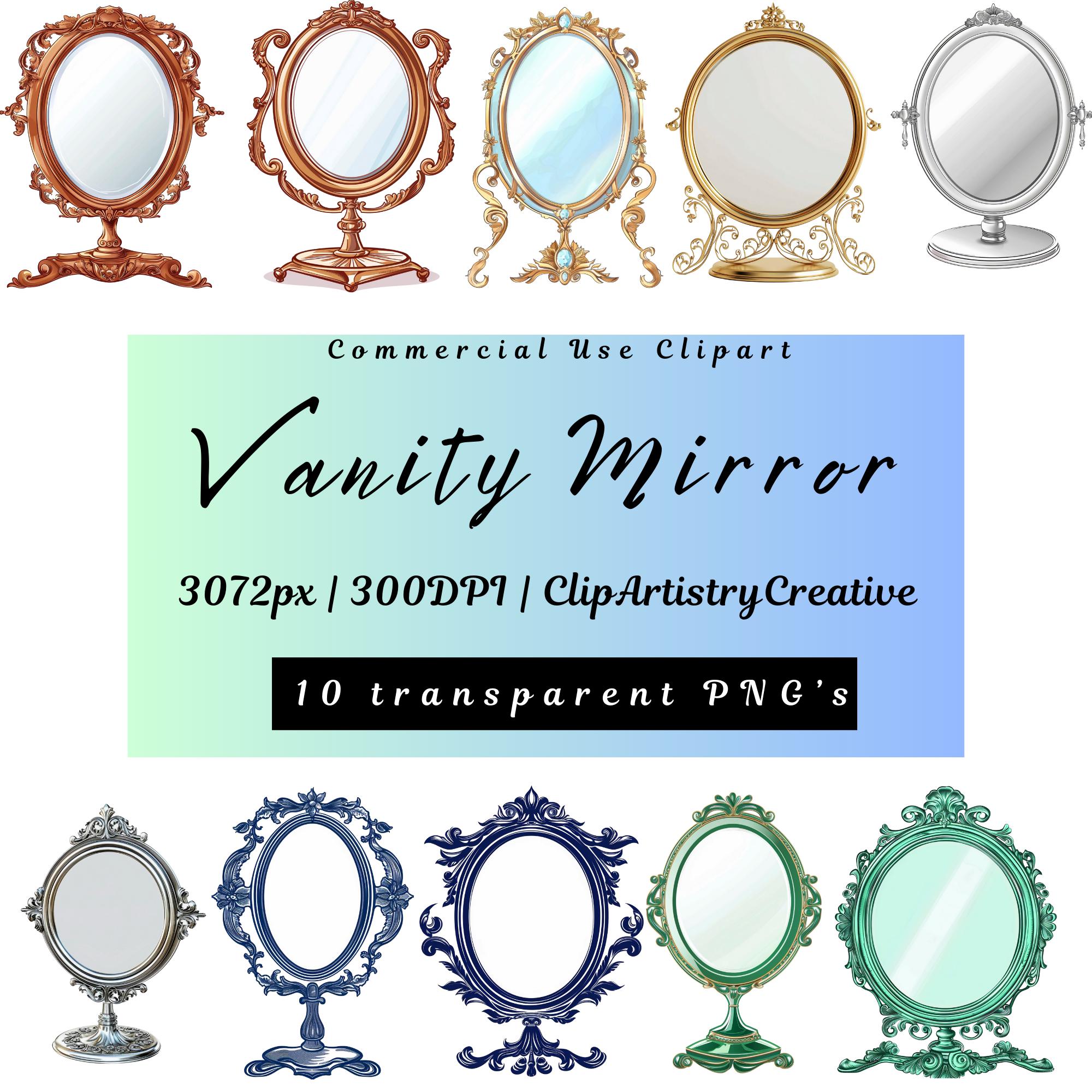 Vanity Mirror Clipart Bundle PNG Transparent Background Instant Digital ...