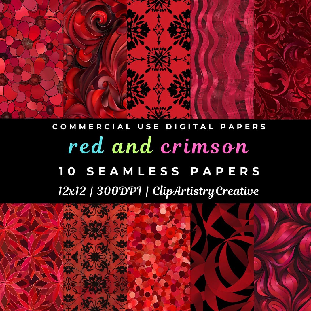 Red and Crimson Digital Paper Seamless Digital Background Commercial ...