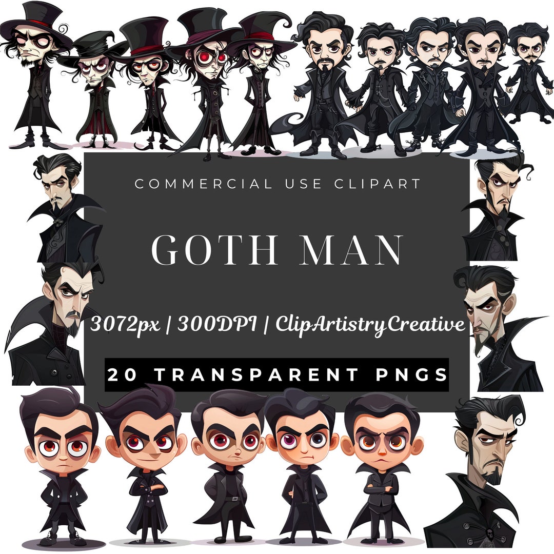 Goth Man Goth Men Clipart Bundle PNG Transparent Background Digital ...