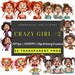 Crazy Girls Quirky Girls Girclipart Bundle PNG Transparent Background ...