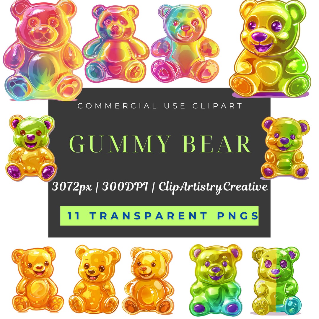 Gummy Bears Cute Clipart Bundle PNG Transparent Background Instant ...
