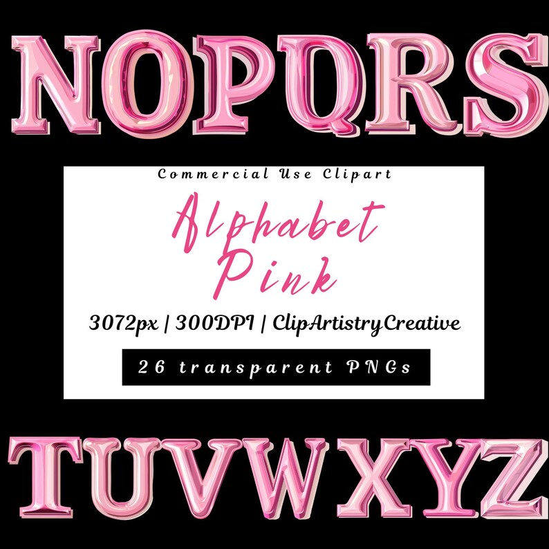 Alphabet Pink PNG Transparent Background Clipart Bundle, Nursery Baby ...