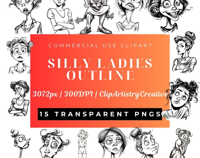 Silly Ladies Outline Line Art Coloring Silly Girls Silly Lady Crazy ...