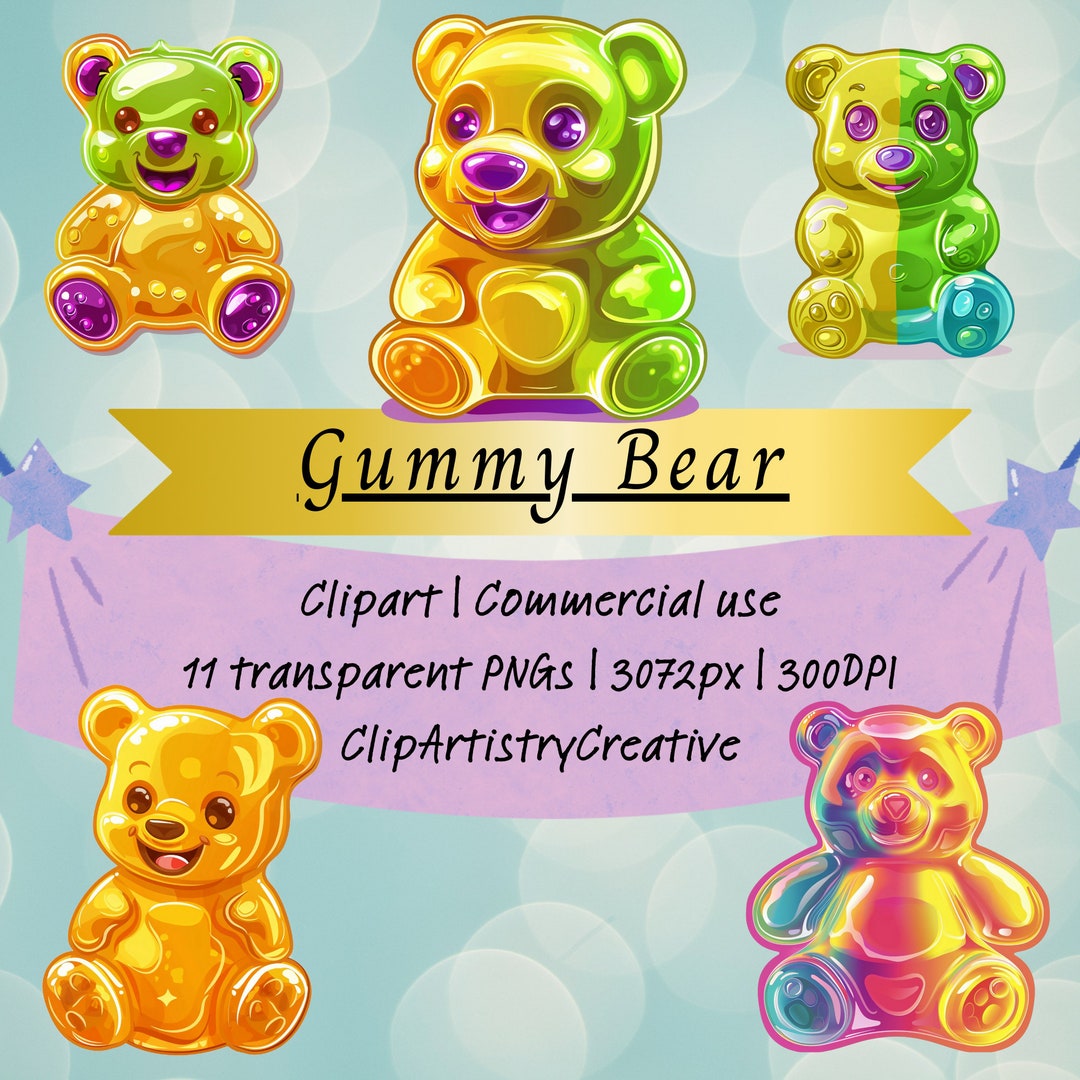 Gummy Bears Cute Clipart Bundle 11 PNG Transparent Background Instant ...