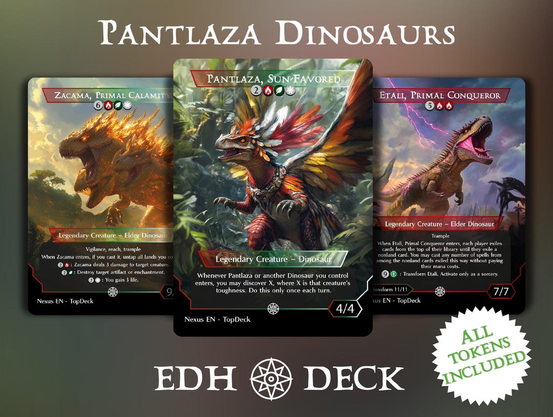 Pantlaza Dinosaurs - Commander EDH Deck - With Tokens - MTG Full Proxy Deck, Altered Cards Cedh ...