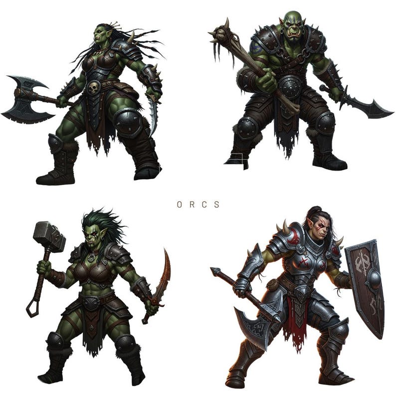 Cartoon Clipart Orcs Bundle - Etsy