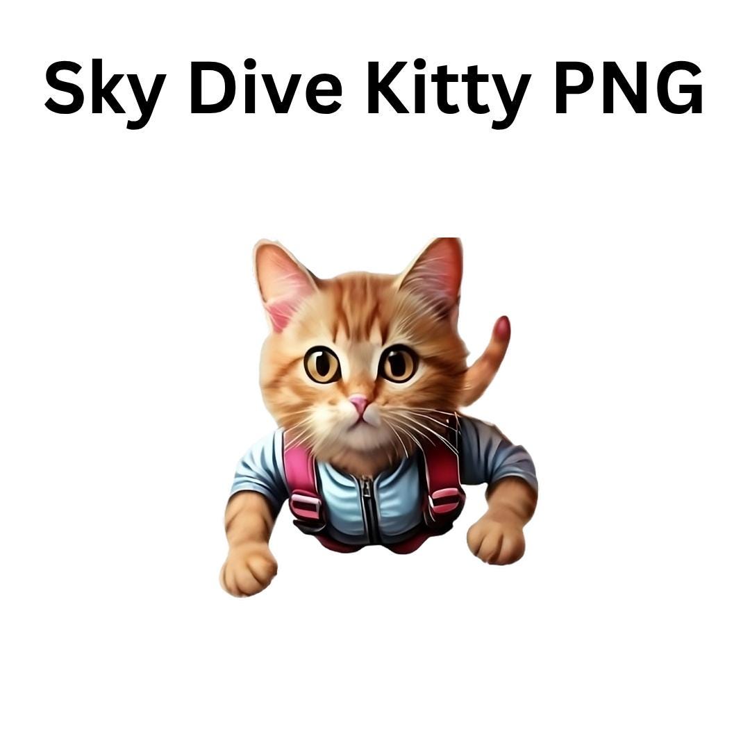 Cartoon Clipart Sky Diving Kitty Bundle - Etsy