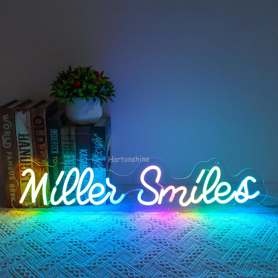 Personalized Name Neon Sign, Custom Rainbow Neon, RGB Name Sign, Kid's ...