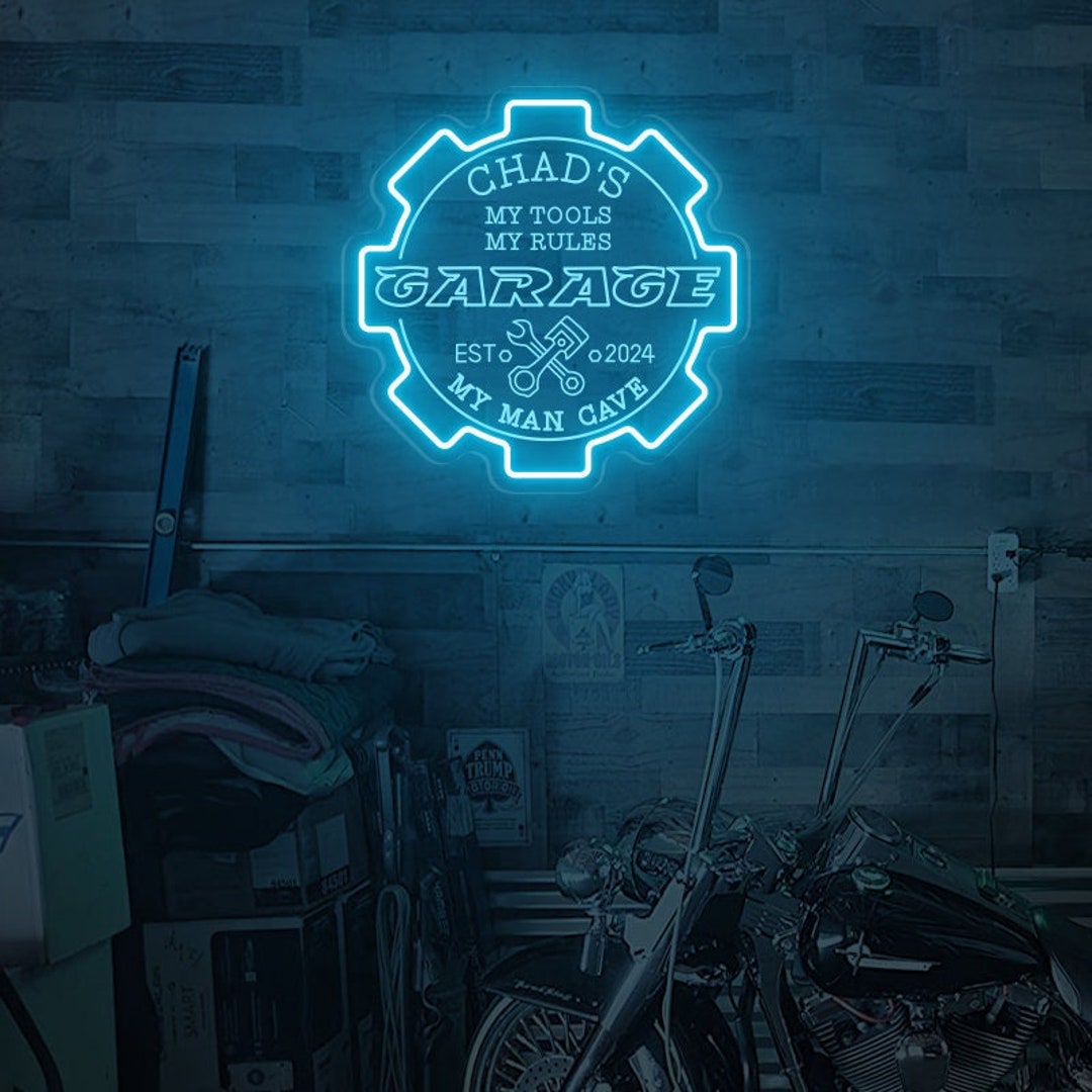 Custom Garage Neon Sign, Personalized Workshop Sign Car Neon, Garage ...